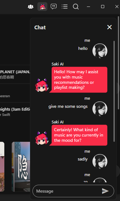[Bug]: Saki AI chatBot doesn't work? · Issue #141 · ciderapp/Cider-2 · GitHub
