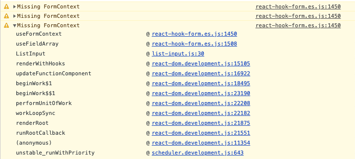 Missing Formcontext Warning · Issue 1261 · React Hook Form React Hook Form · Github