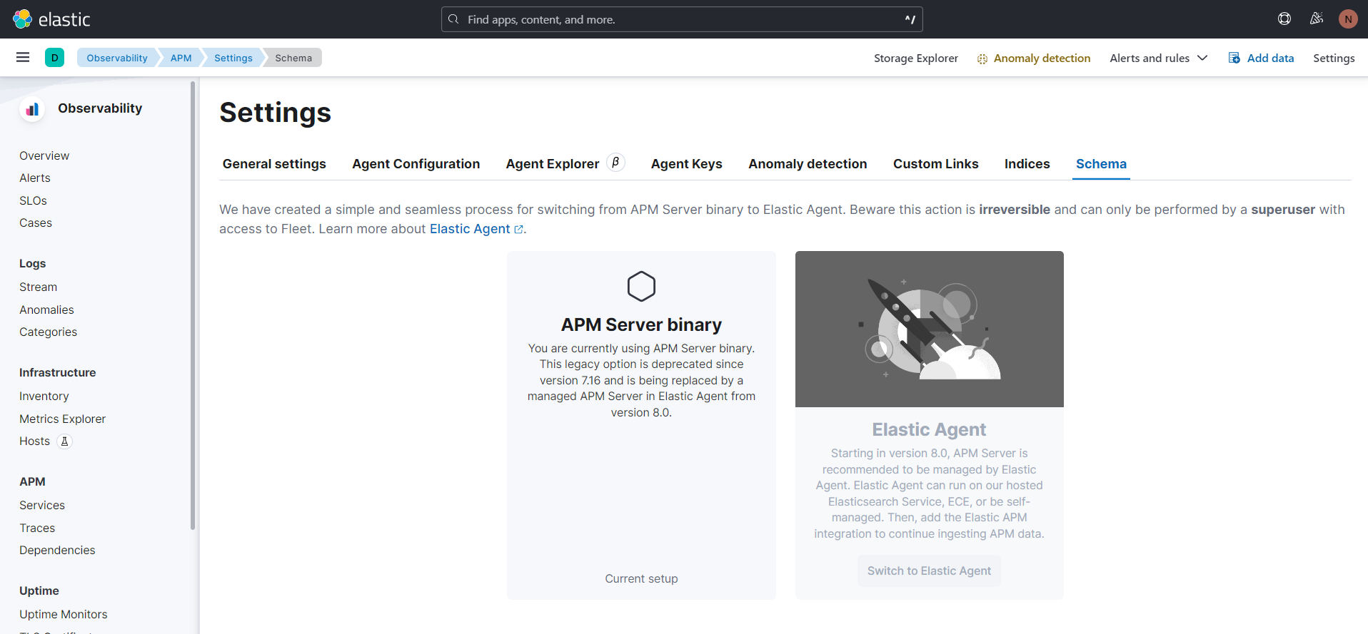 Apm Settings Apm Server Binary Showing As Current Setup When Elastic Agent Was Used · Issue