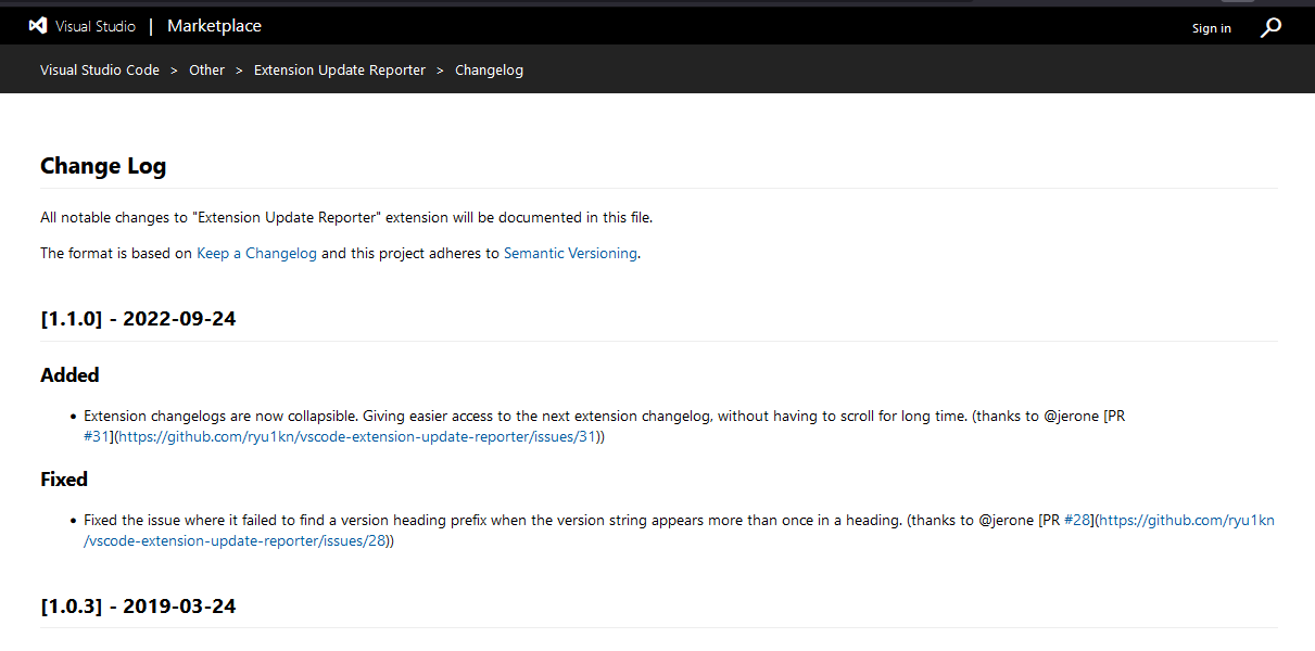 Markdown link rendering doesn't look right · Issue #34 · ryu1kn/vscode-extension-update-reporter ...