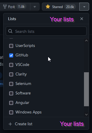 Quick view/edit stars lists · Issue #6431 · refined-github/refined-github · GitHub
