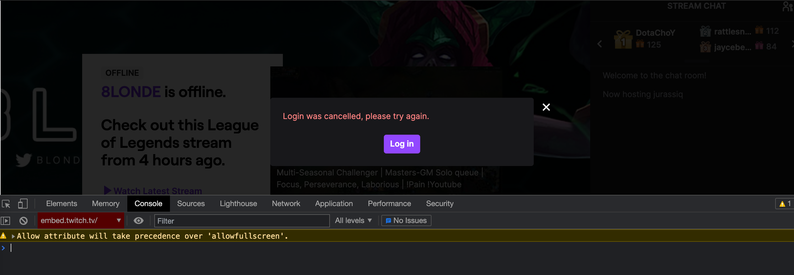 "Embedding Everything" login pending after submit · Issue #388 · twitchdev/issues · GitHub