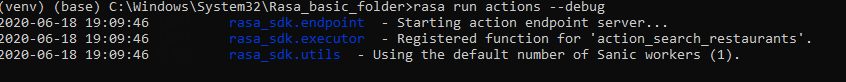 Run actions command hangs on string "Using the default number of Sanic workers (1)." · Issue ...