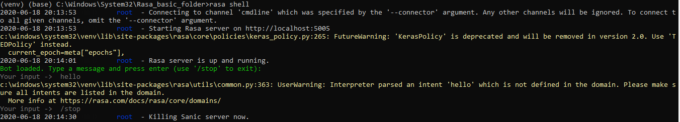 Run actions command hangs on string "Using the default number of Sanic workers (1)." · Issue ...