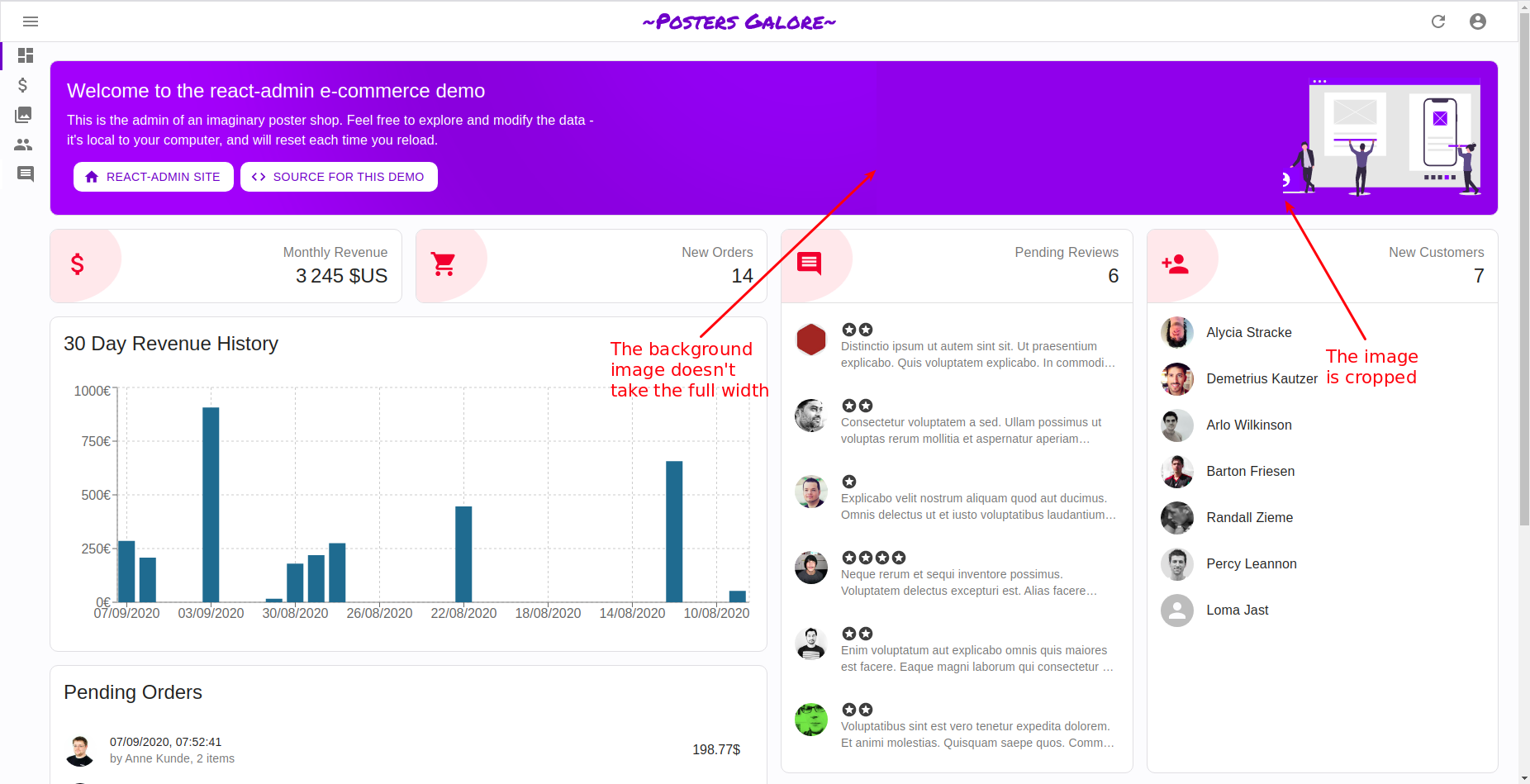 Demo: the welcome banner is cropped · Issue #5235 · marmelab/react-admin · GitHub