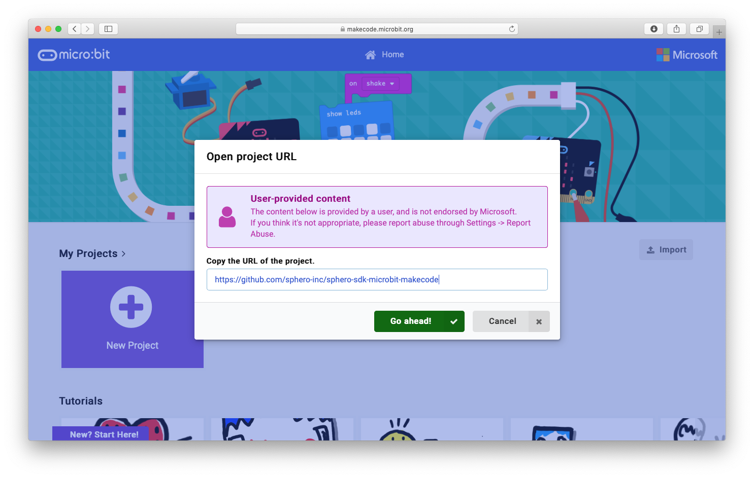 Can't import extension to MakeCode · Issue #2 · sphero-inc/sphero-sdk-microbit-makecode · GitHub
