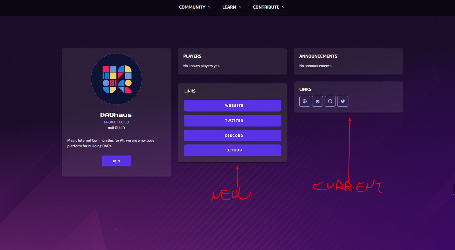 [Guilds] Making links more prominent · Issue #1408 · MetaFam/TheGame · GitHub