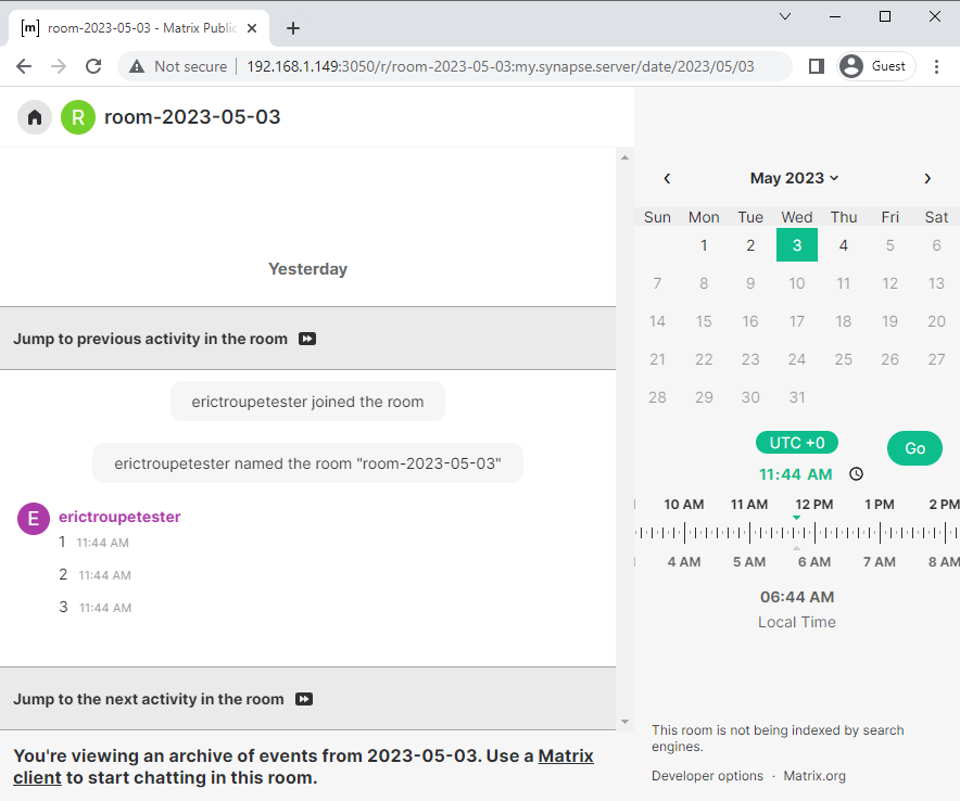 Time selector is showing for a day with less than the limit of messages · Issue #211 · matrix ...
