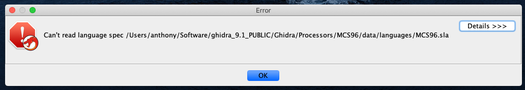 MCS-96: Can't read language spec · Issue #1224 · NationalSecurityAgency/ghidra · GitHub
