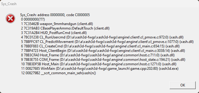 [MOD: HL1MMod] Game crashes upon firing a weapon. · Issue #1345 · FWGS ...