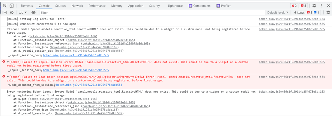 Model ‘panel.models.reactive_html.ReactiveHTML’ does not exist · Issue #2720 · holoviz/panel ...