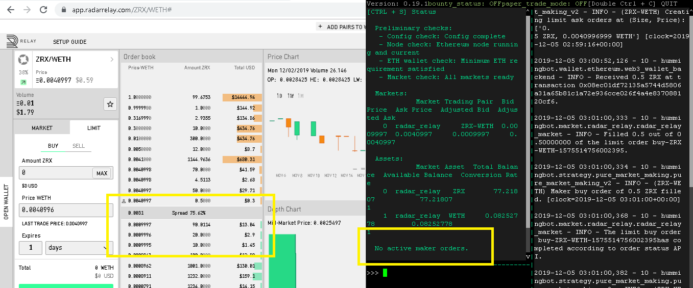 [BUG] Order has been filled on RadarRelay but remains on hummingbot ...