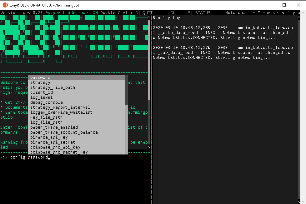 [BUG]Unable to enter any input on Hummingbot after update · Issue #1514 · hummingbot/hummingbot ...