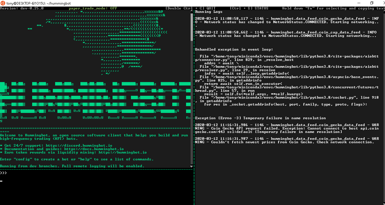 Bug Start Stop Start Error · Issue 1519 · Hummingbothummingbot · Github 8805