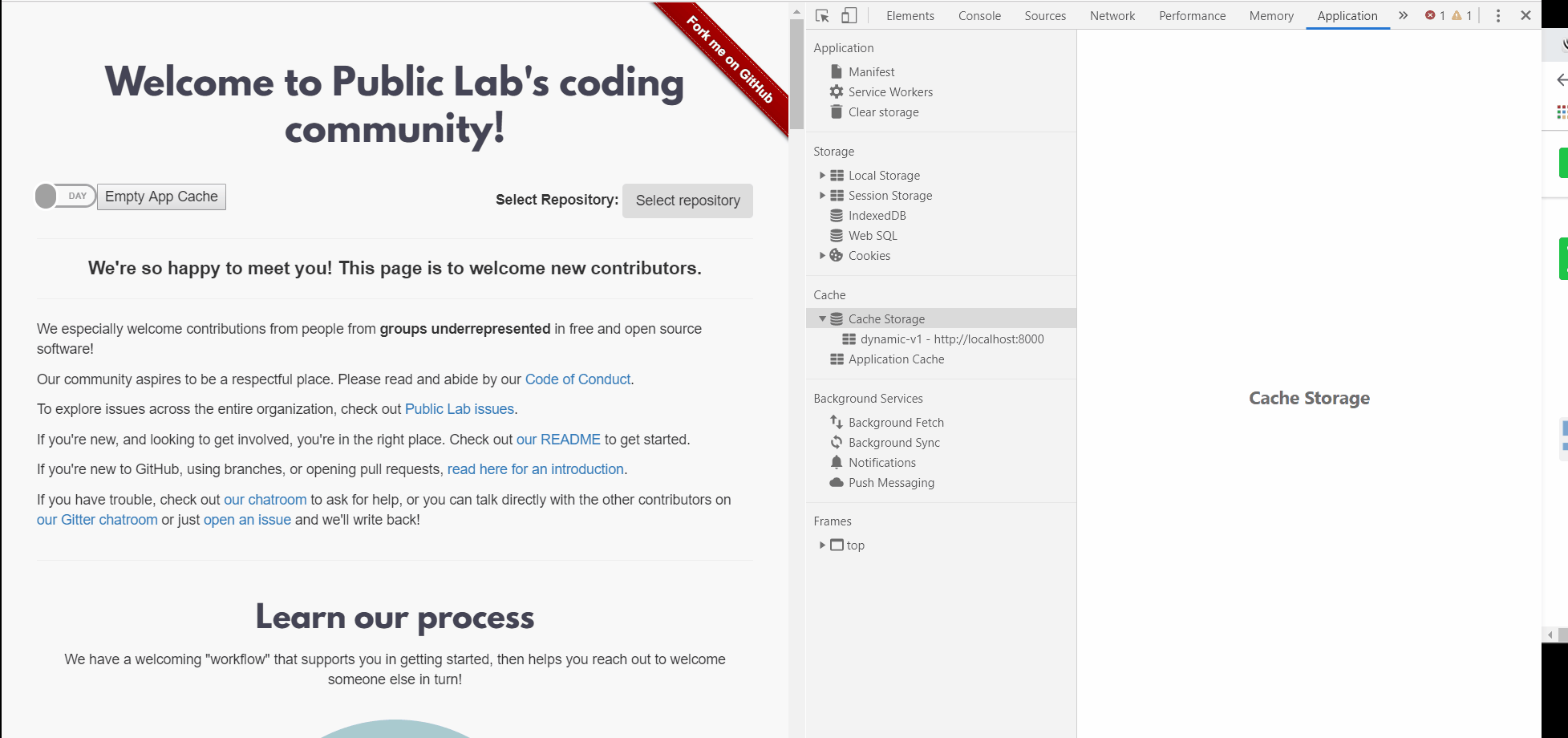 Give user the ability to empty the app cache · Issue #265 · publiclab/community-toolbox · GitHub