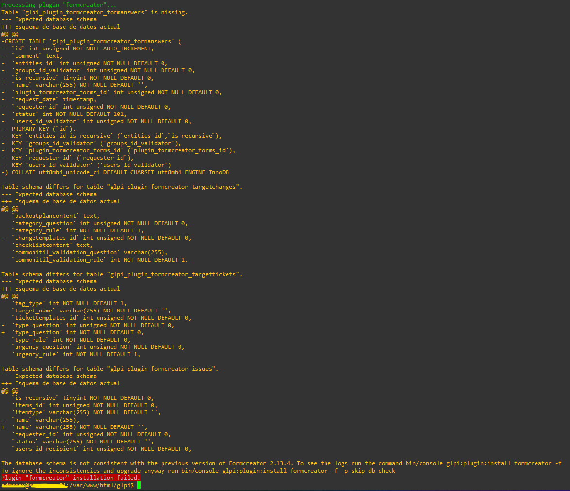 The database schema is not consistent with the previous version of ...