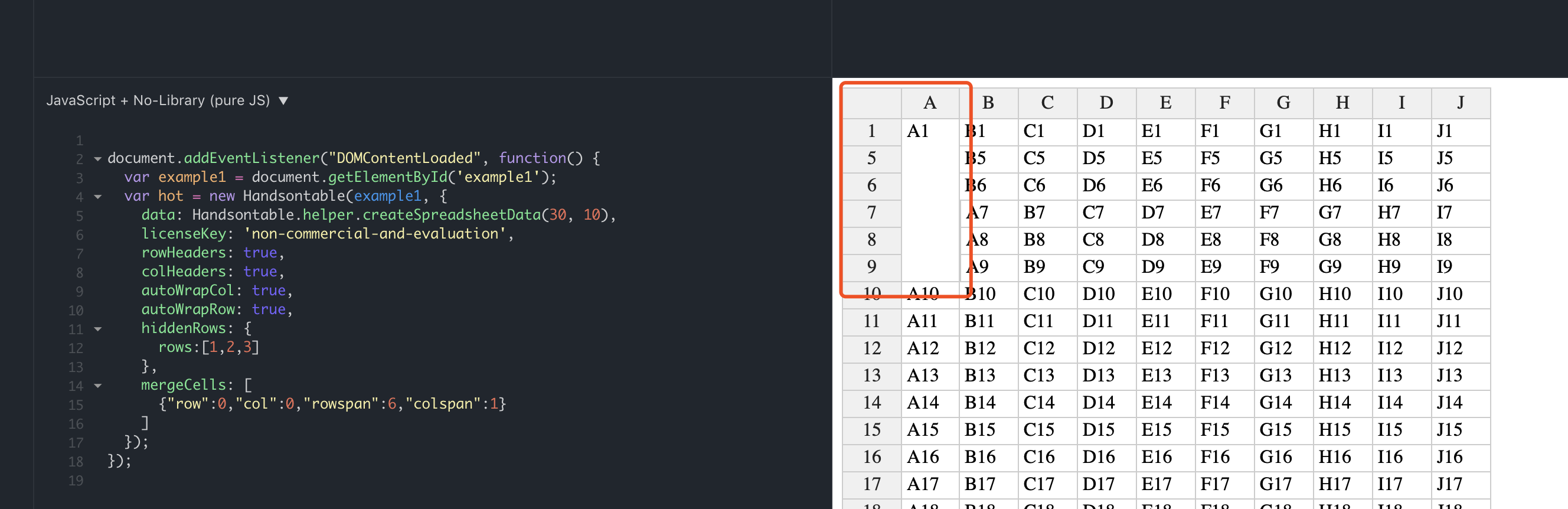 Can't hide rows and merge cells at the same time · Issue #6224 · handsontable/handsontable · GitHub