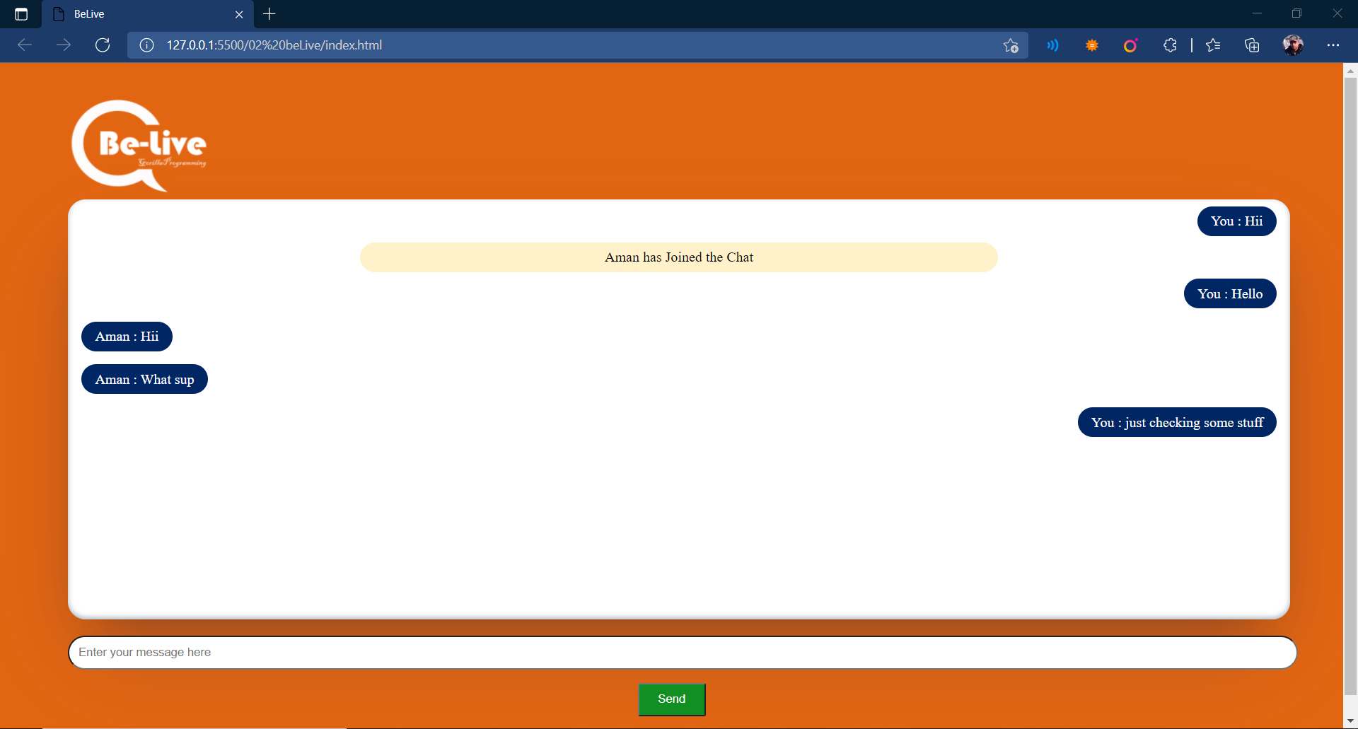 GitHub - Gorilla-Programming/BeLive-Chat-Application