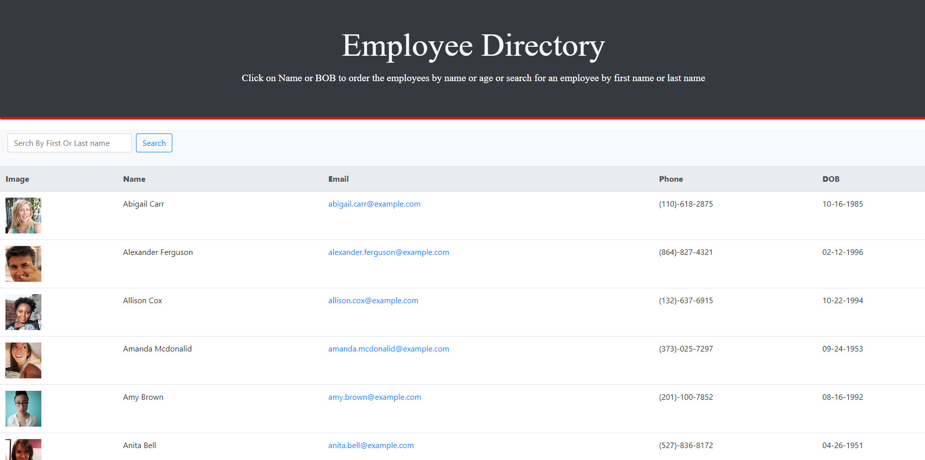 GitHub - Dina-tolemy/Employee-Directory: React application that allows ...