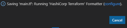 Saving 'main.tf': Running 'HashiCorp Terraform' Formatter hangs. · Issue #463 · hashicorp/vscode ...