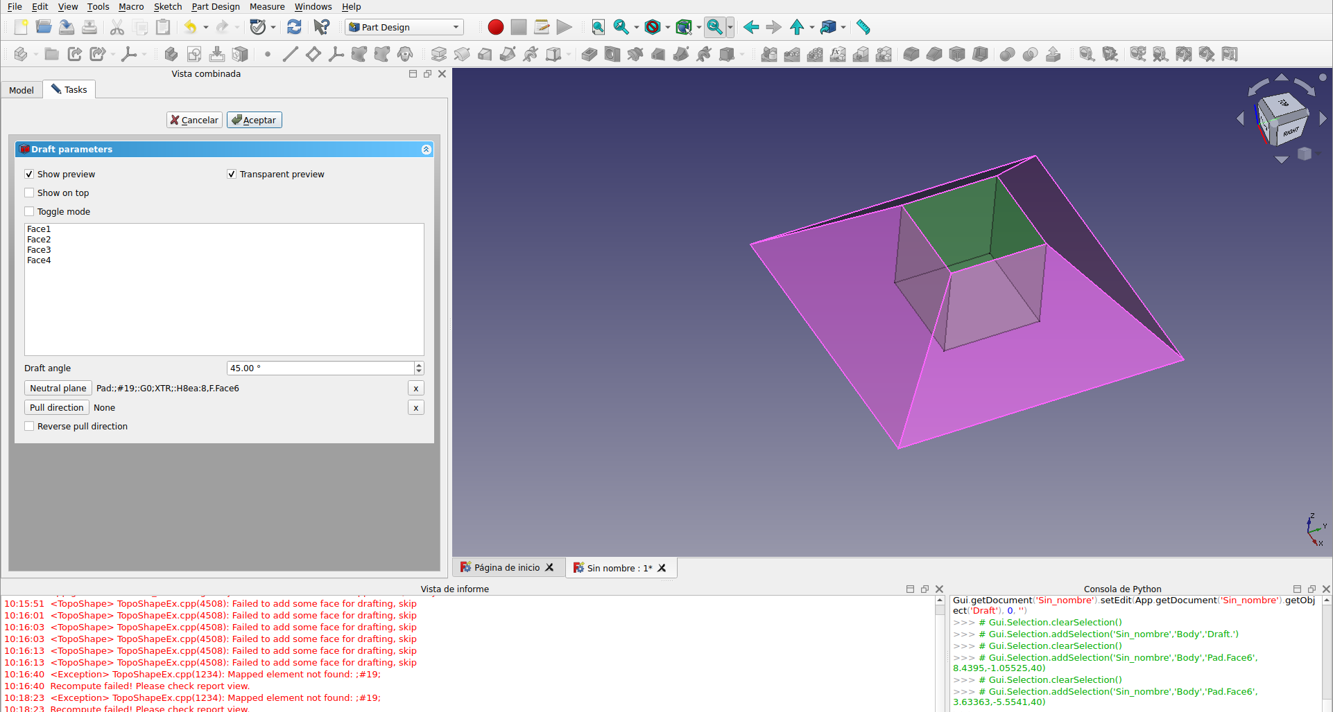 Using a face for the neutral plane in Draft results in an error [Probably related to Toponaming ...