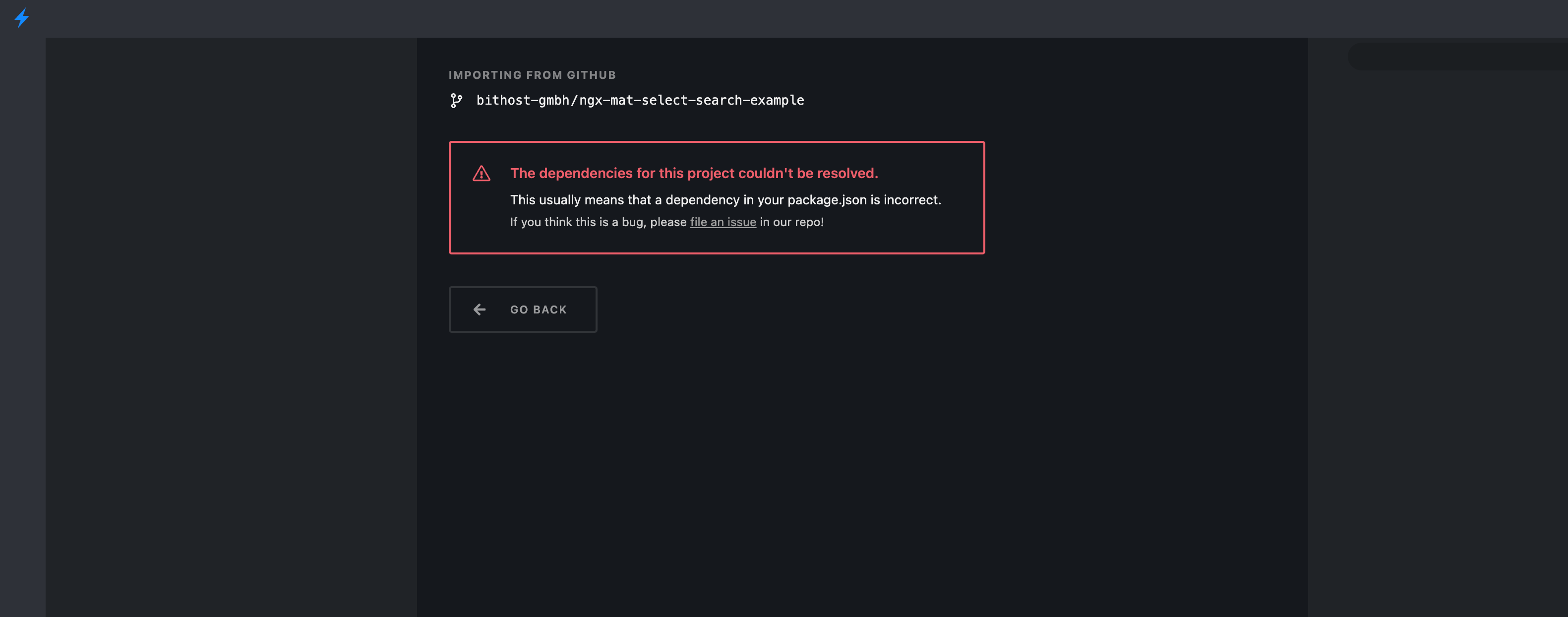 The dependencies for this project couldn't be resolved. · Issue #1831 · stackblitz/core · GitHub