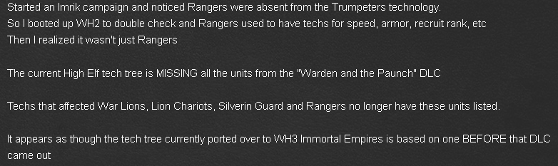 Warden and the Paunch High Elf units not in the tech tree · Issue #271 · chadvandy/cbfm_wh3 · GitHub