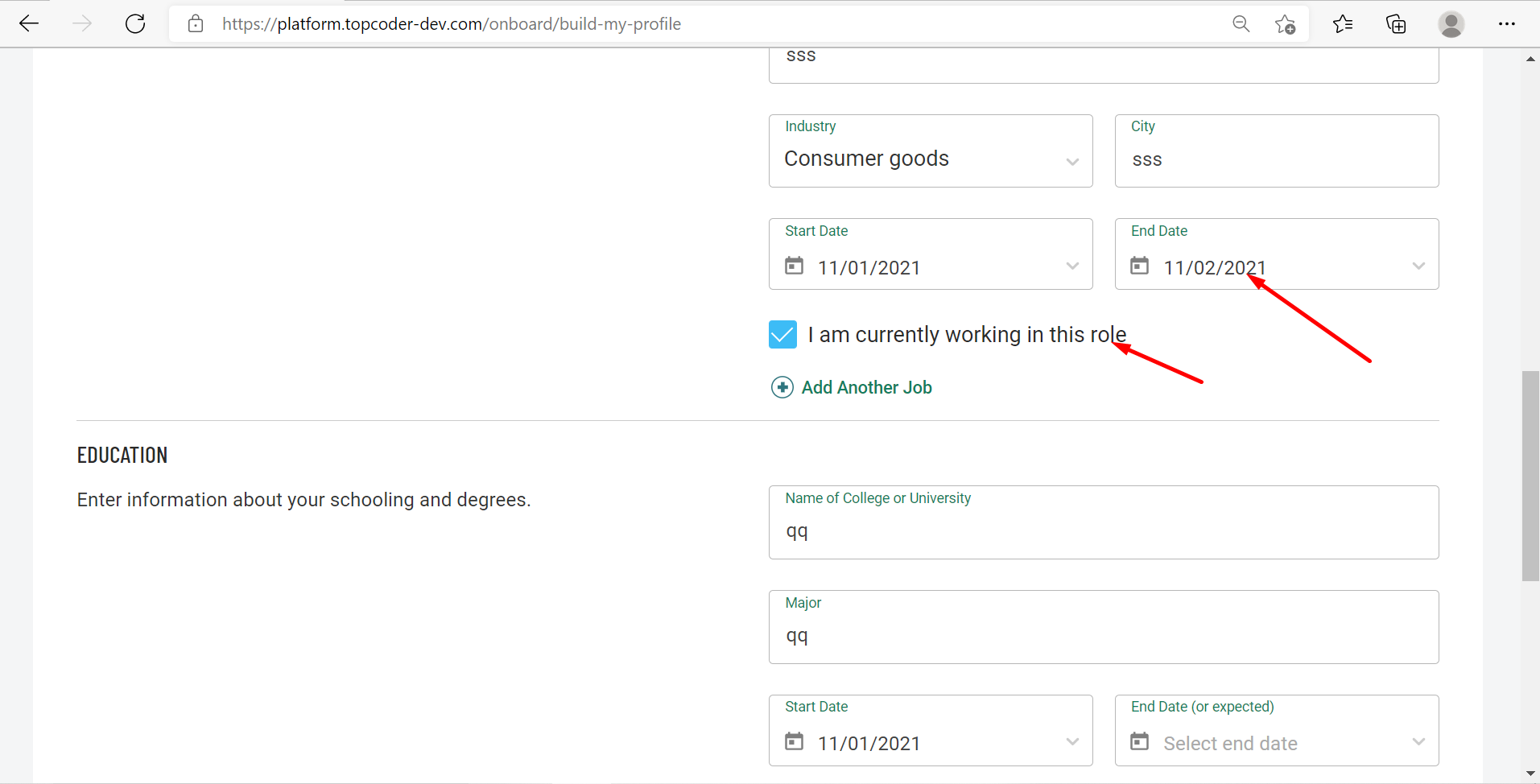 Issues with the Start date and End date of the Education and Work Experience fields · Issue #91 ...