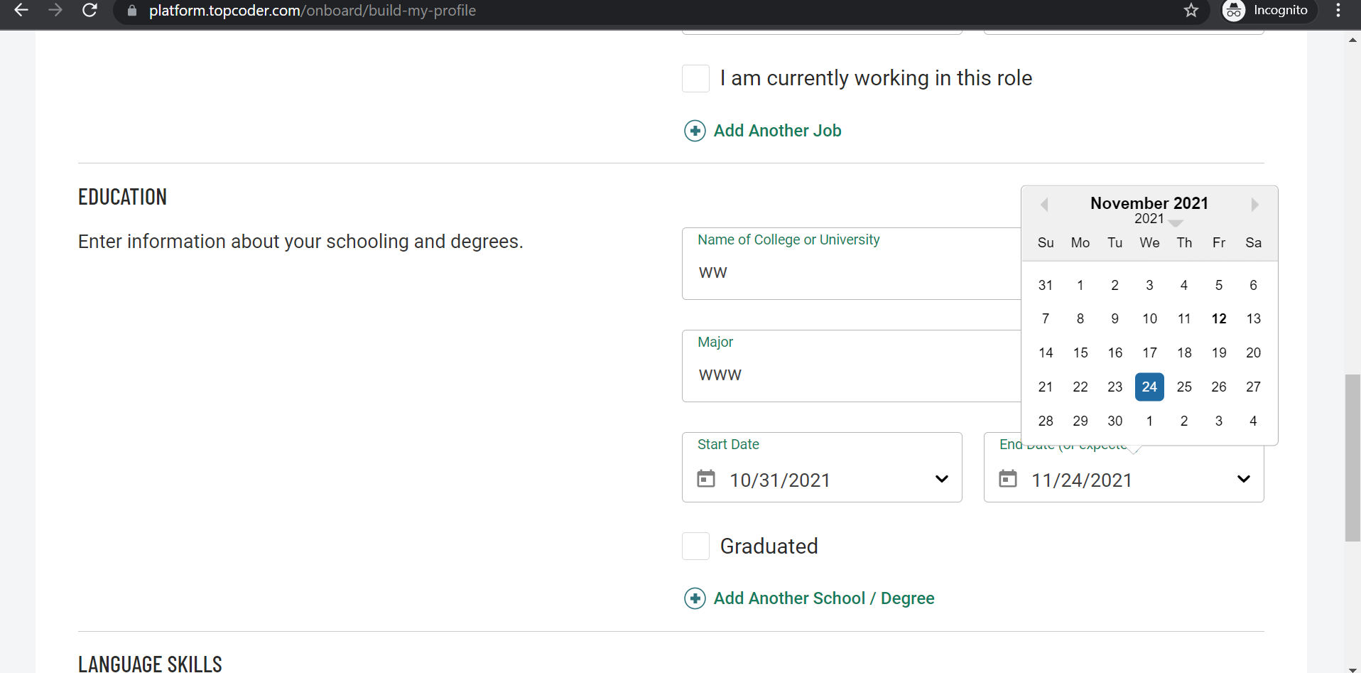 Issues with the Start date and End date of the Education and Work Experience fields · Issue #91 ...