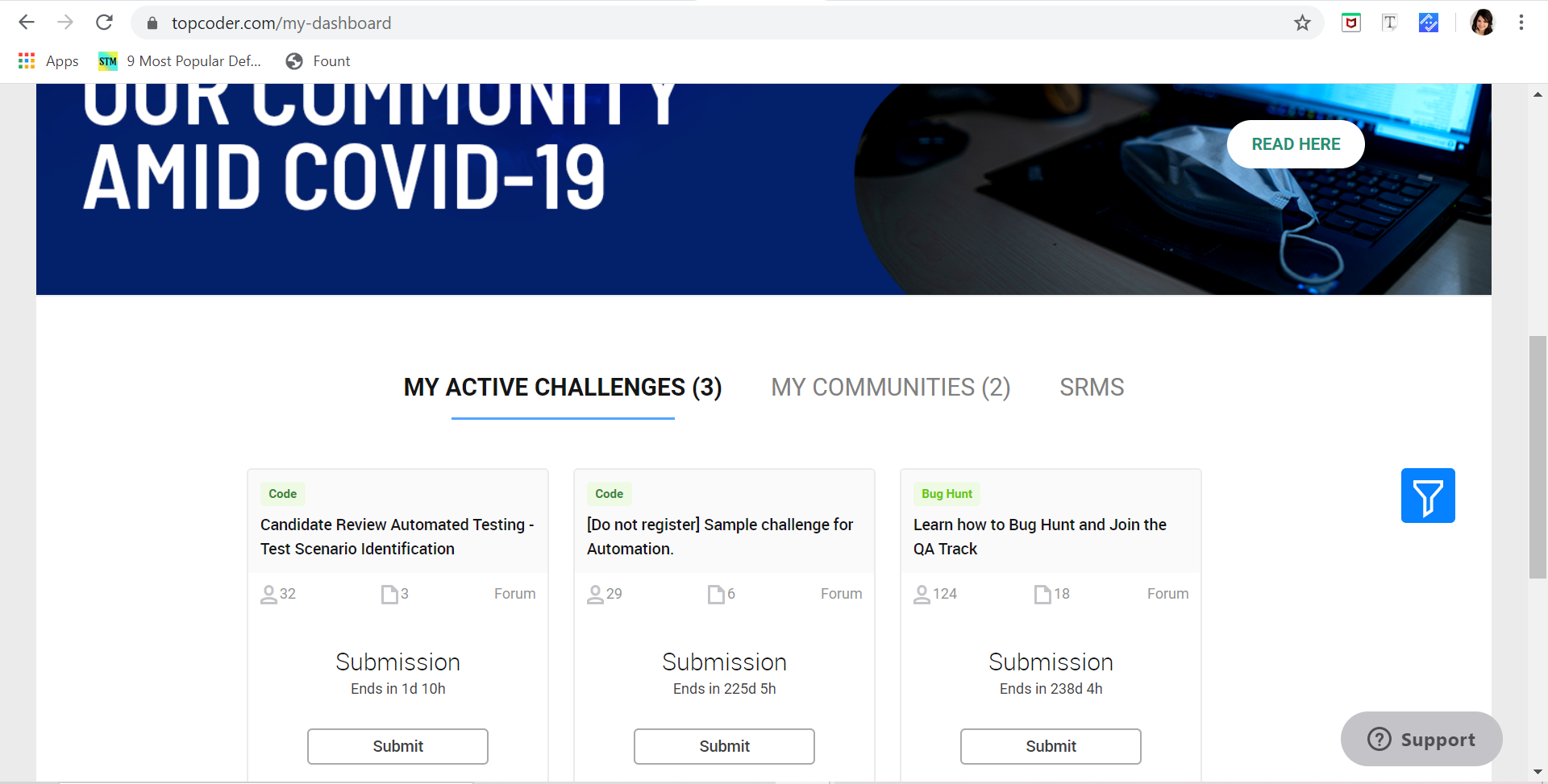 Dashboard My Earnings And Stats Section Is Not Loading · Issue 3300 · Topcoder Platform