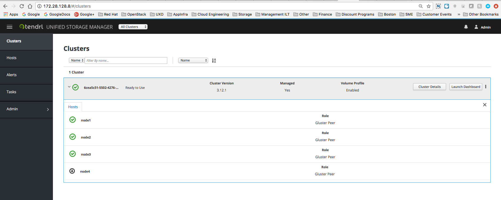 Cluster health/status inconsistent between Tendrl UI and Cluster ...