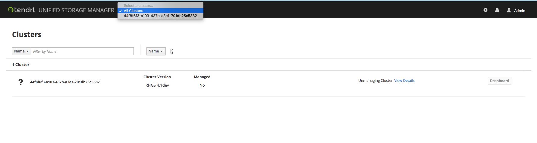 Unmanage cluster: still able to use context-selector to the cluster being unmanaged during ...