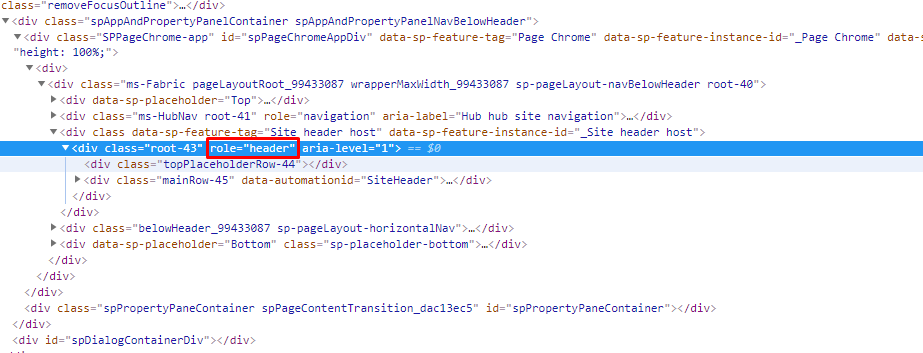 On some sites, role="heading" is set for the page header instead of ...