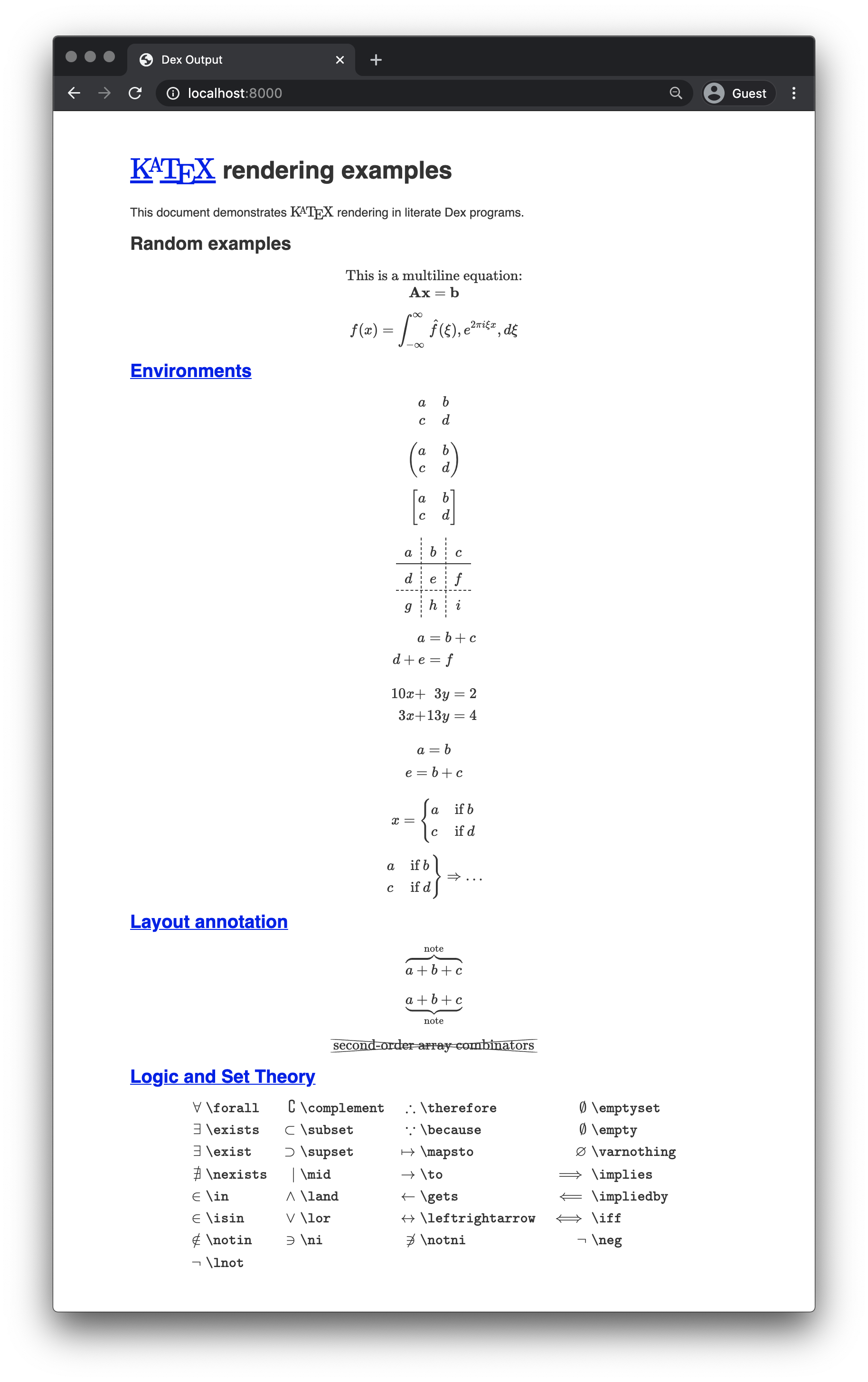 Add LaTeX support for HTML-rendered Dex via KaTeX. by dan-zheng · Pull ...