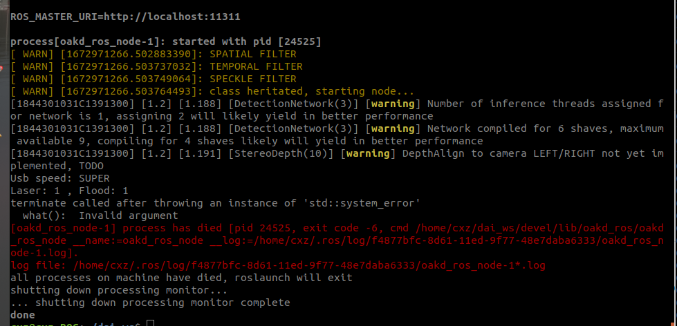 Roslaunch ERROR · Issue #5 · engcang/oakd-ros-simple · GitHub