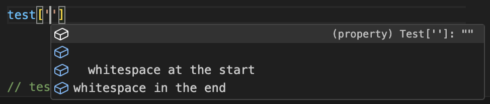 Suggestion not showing empty string properties · Issue #184812 · microsoft/vscode · GitHub