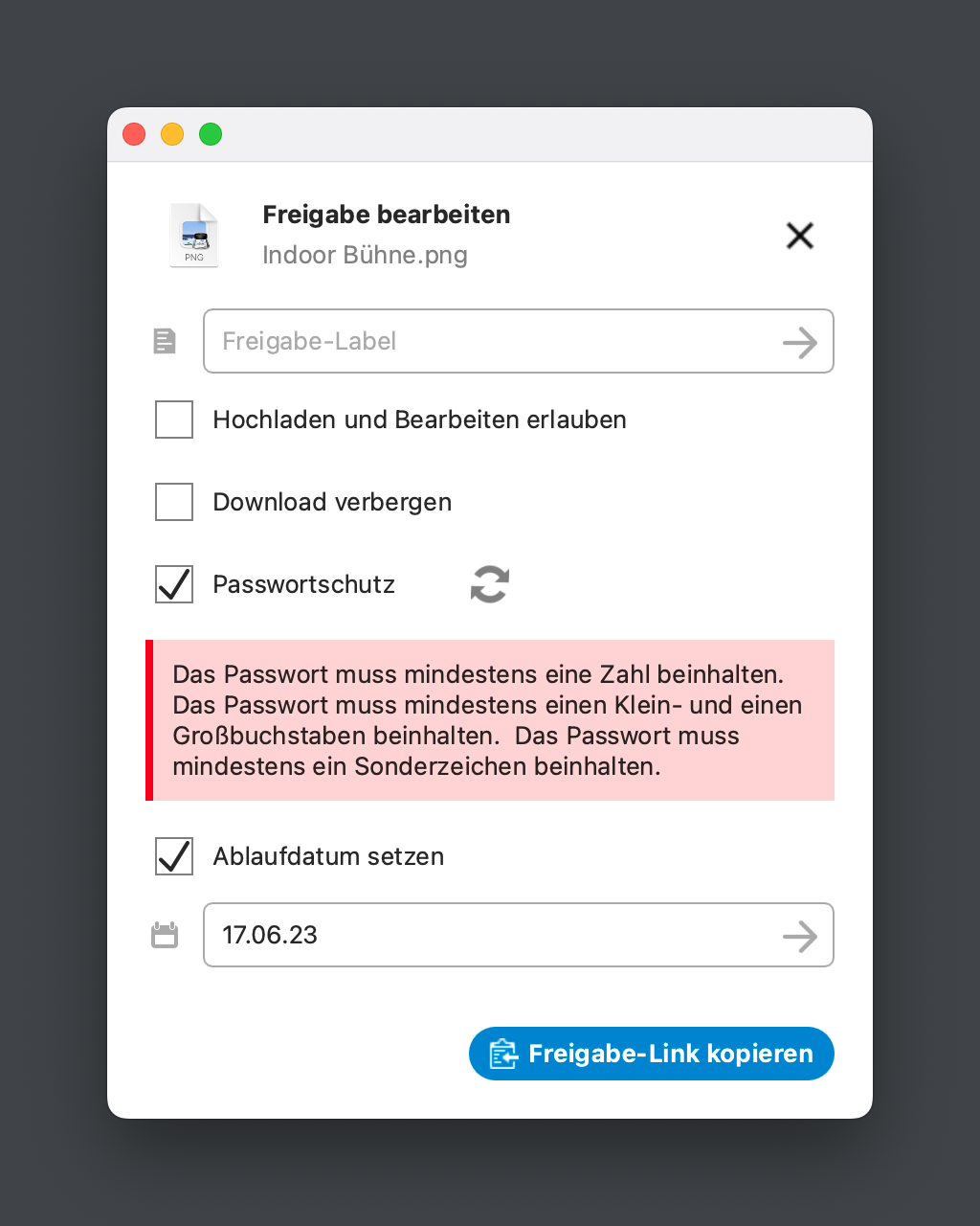 [Bug]: macOS client - cannot create password when sharing · Issue #5711 · nextcloud/desktop · GitHub