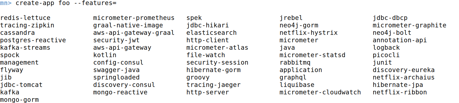 Features In Cli Are Not Sorted When Doing Autocompletion · Issue 1771 · Micronaut Projects