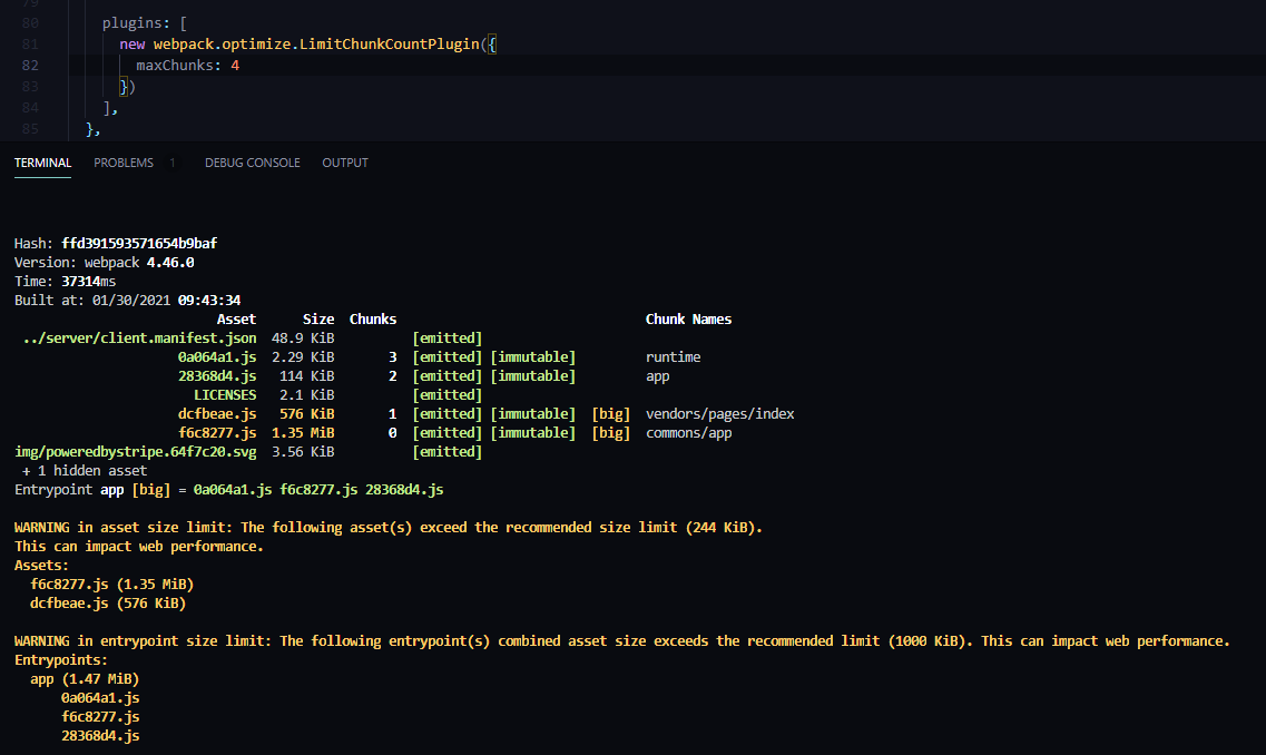 LimitChunkCountPlugin - ERROR in chunk runtime [entry] Cannot convert undefined or null to ...