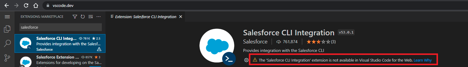 Enable Salesforce Extensions for the Web version of VSCode · Issue ...
