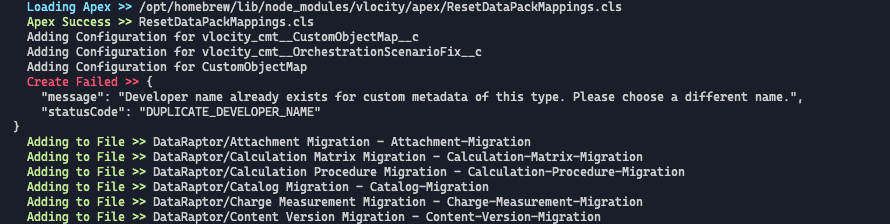 Create Failed >> Developer name already exists for custom metadata of this type. Please choose a ...
