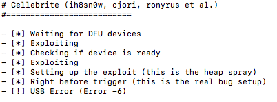 USB Error (Error code: -6) while trying to exploit device. · Issue #86 · checkra1n/BugTracker ...