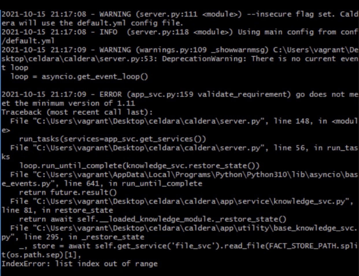 Error when running python server.py · Issue #2325 · mitre/caldera · GitHub