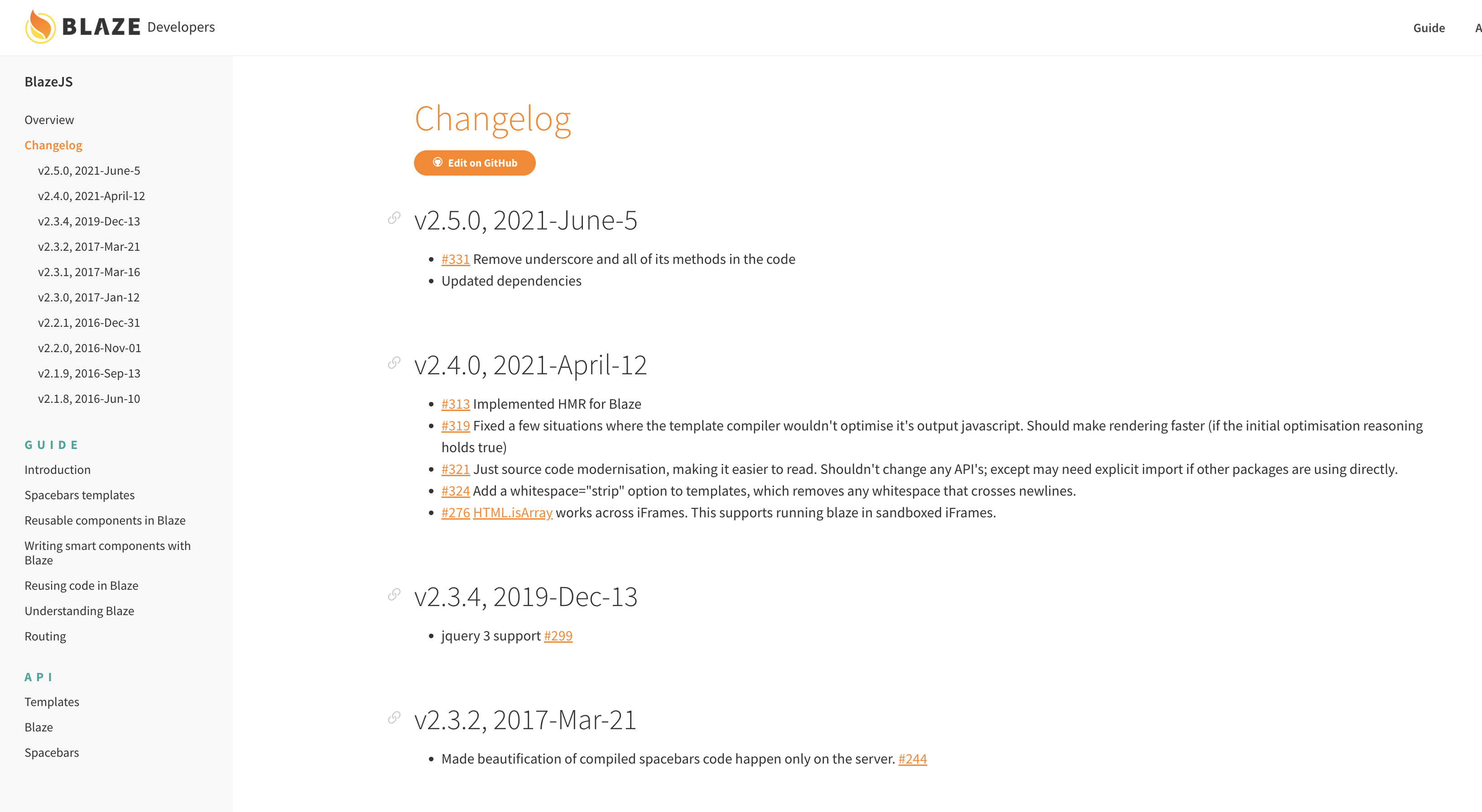 Blaze website fails to reflect the latest changes in History.md · Issue ...