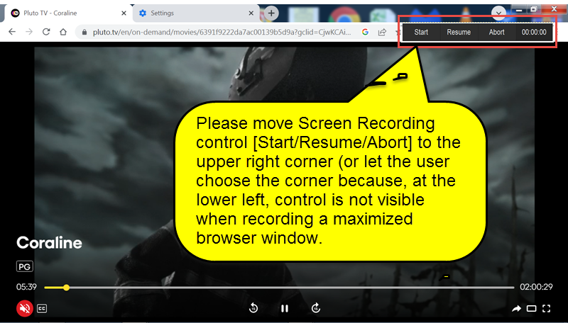 Feature Request: Screen Recording Control to Upper Right or user's choice. · Issue #6755 ...