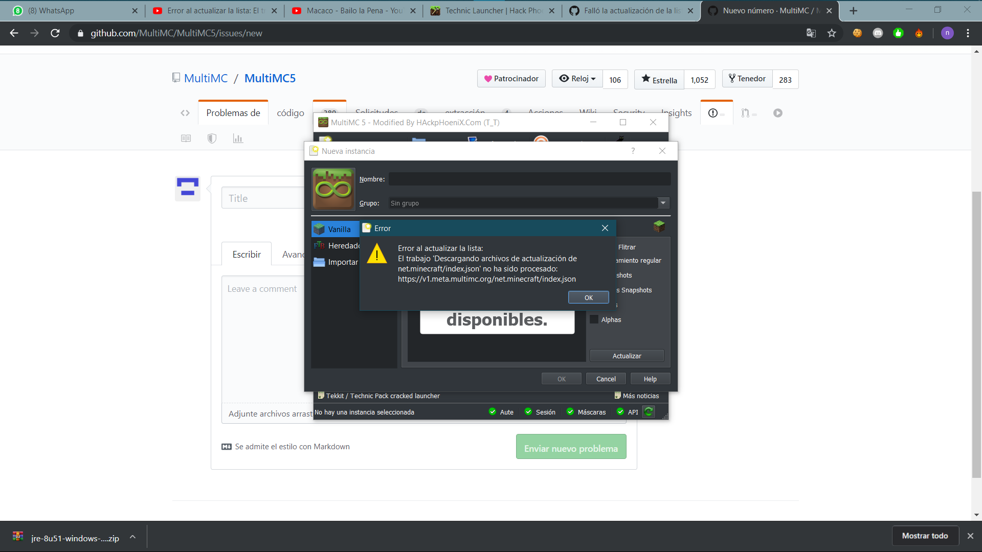 error al actualizaar · Issue #2867 · MultiMC/Launcher · GitHub