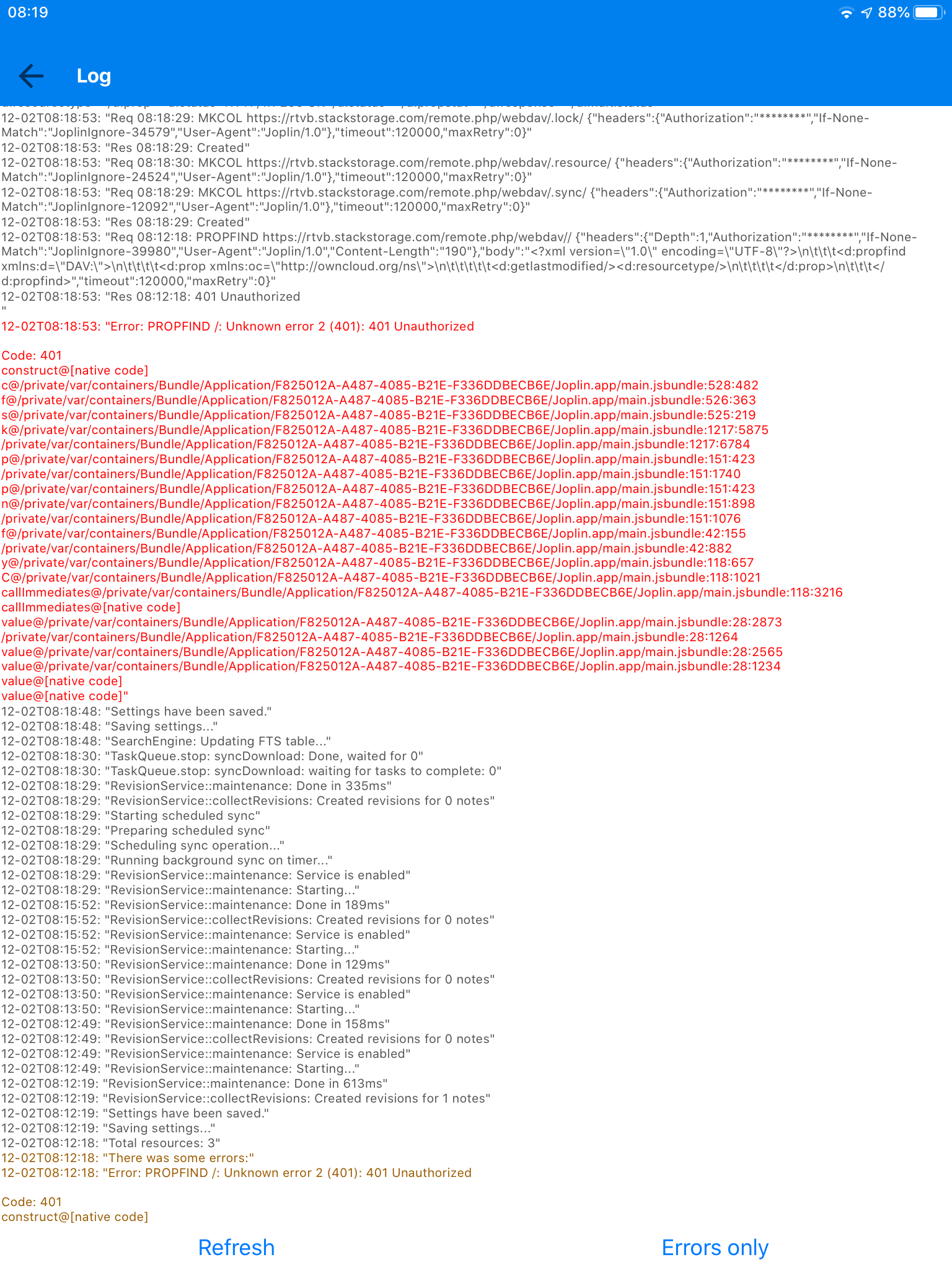 iOS WebDAV sync issue with Stackstorage · Issue #2153 · laurent22/joplin · GitHub