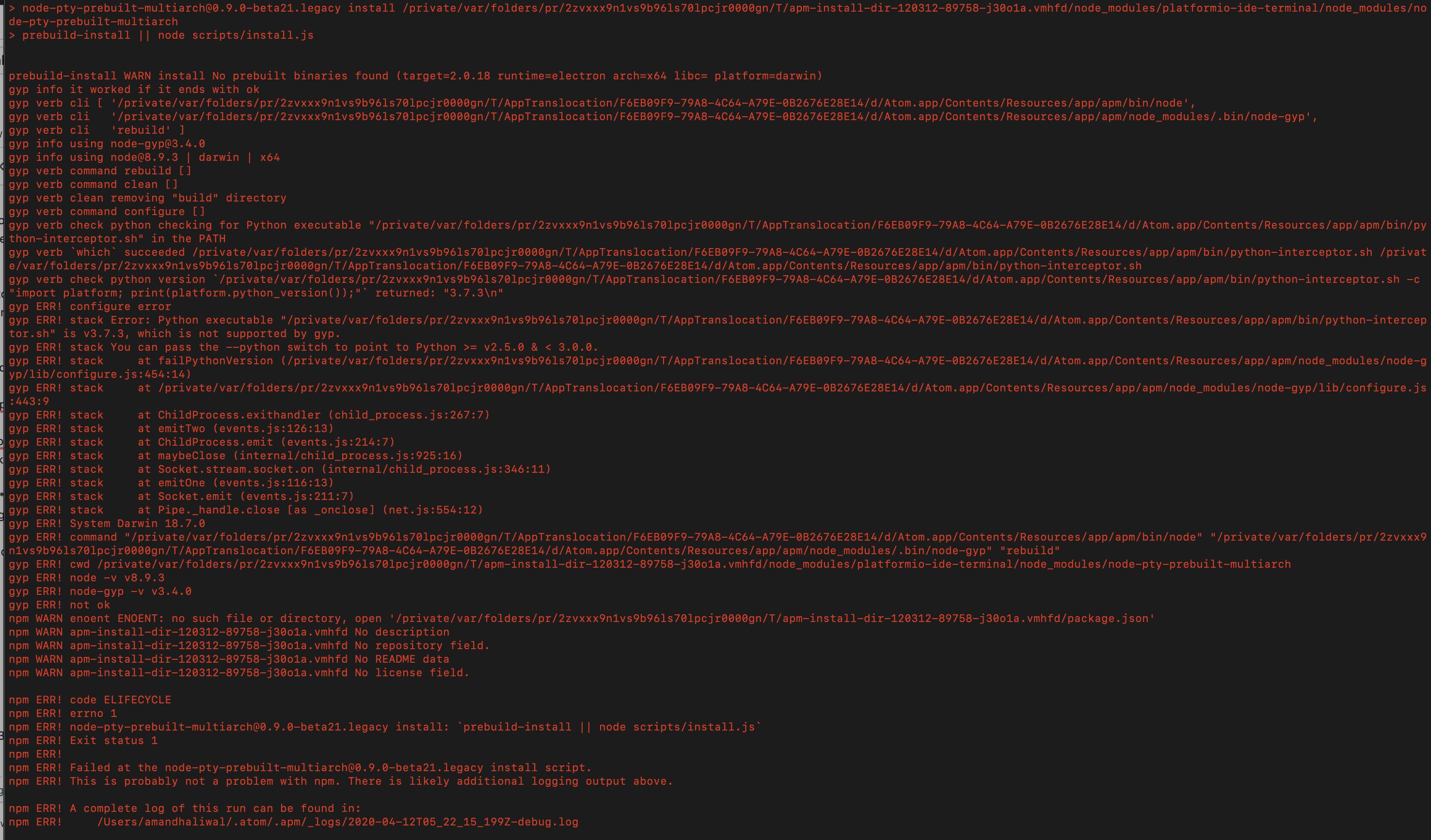Atom 1 37 0 Installation Issue · Issue 847 · Platformio Platformio Atom Ide Terminal · Github