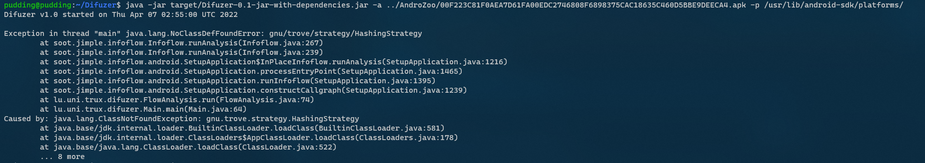 Exception in thread "main" java.lang.NoClassDefFoundError: gnu/trove/strategy/HashingStrategy ...