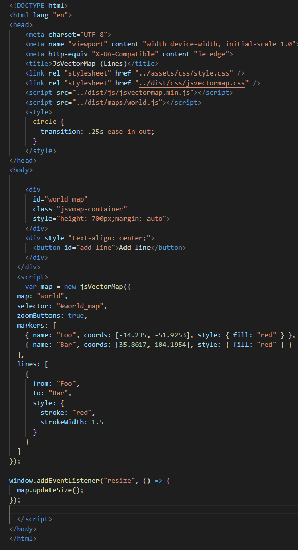 Fail to generate lines between markers · Issue #25 · themustafaomar/jsvectormap · GitHub